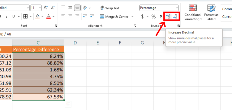 How to Calculate Percentage Difference in Excel