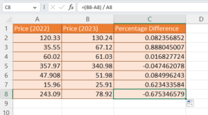 How to Calculate Percentage Difference in Excel