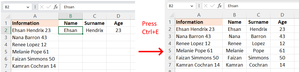 Ctrl+E in Excel (Flash Fill) - How to Use, Fix and Undo