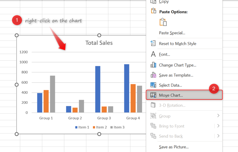 How To Move A Chart To A New Sheet In Excel Also Vba Code
