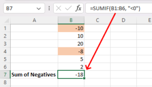 How to Sum Positive Numbers in Excel