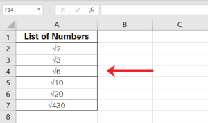 How to Insert Square Root Symbol in Excel